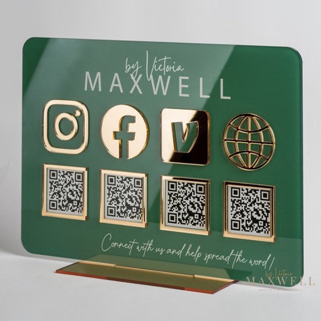 Multi QR Code Instagram Facebook Business Social Media Sign Salon Sign ...