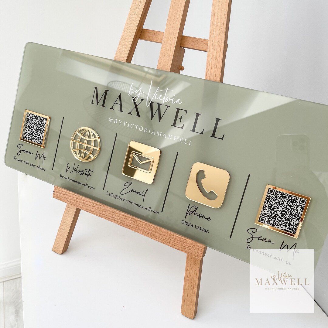 Wall Mounted Social Media Business QR Code Acrylic Sign - Etsy