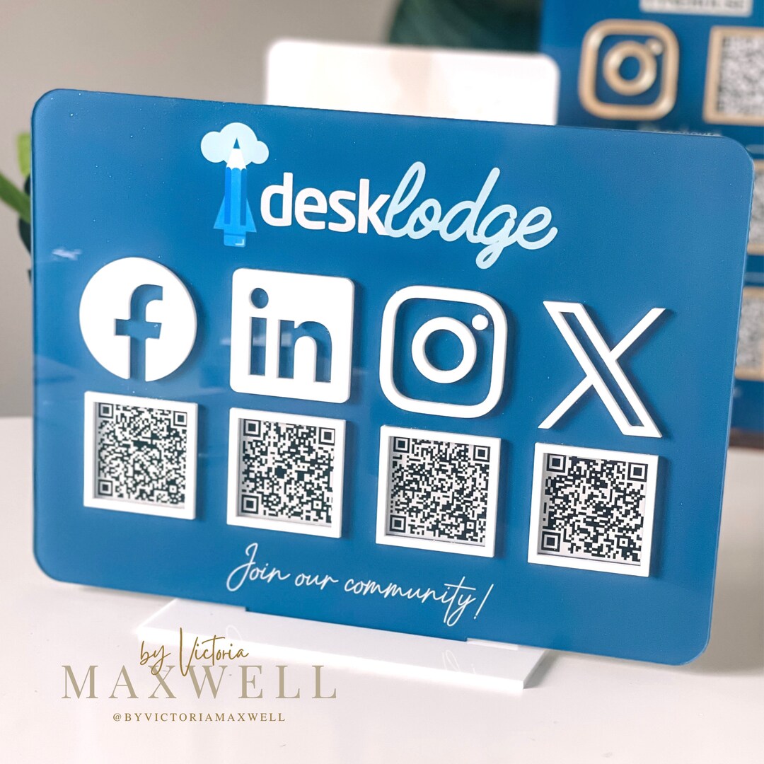 4 QR Code Business Sign, Eco-friendly Acrylic, Personalized Social ...