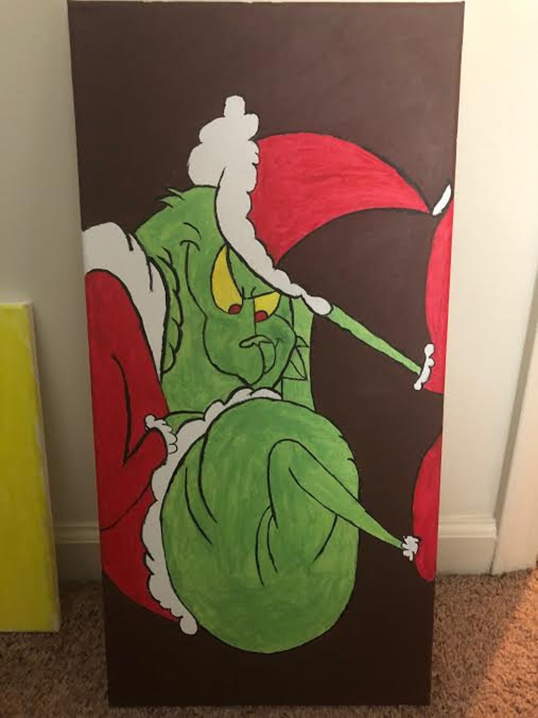 The Grinch Climbing Down the Chimney - Painting - Etsy