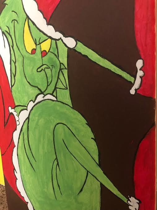 The Grinch Climbing Down the Chimney Painting - Etsy