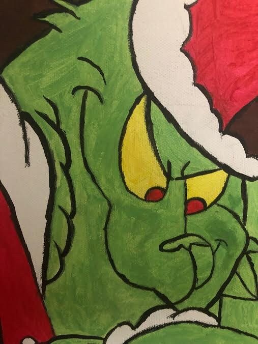 The Grinch Climbing Down the Chimney Painting - Etsy