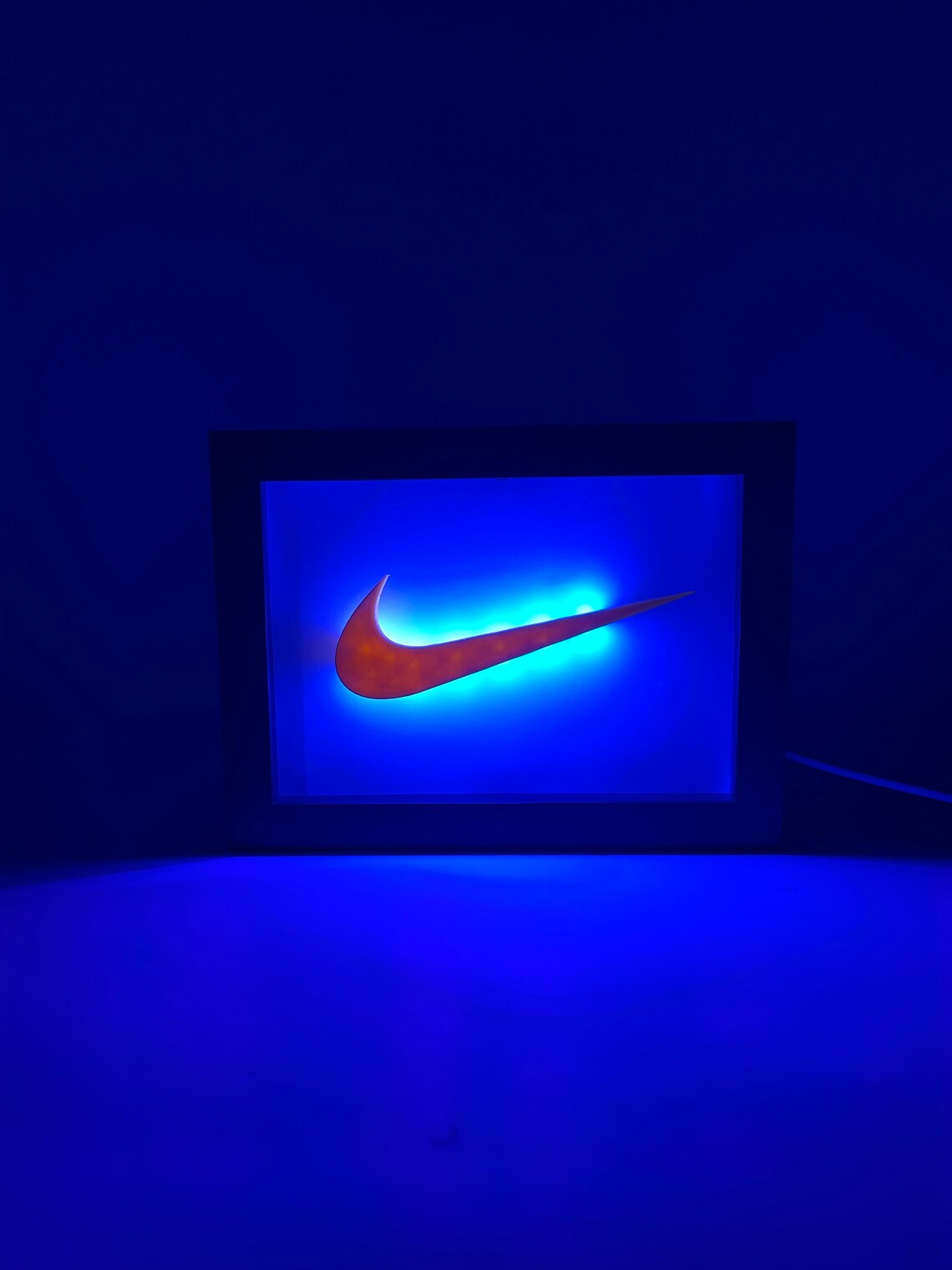 Nike Logo LED Sign Glass Frame Swoosh Air Art Night Light | Etsy