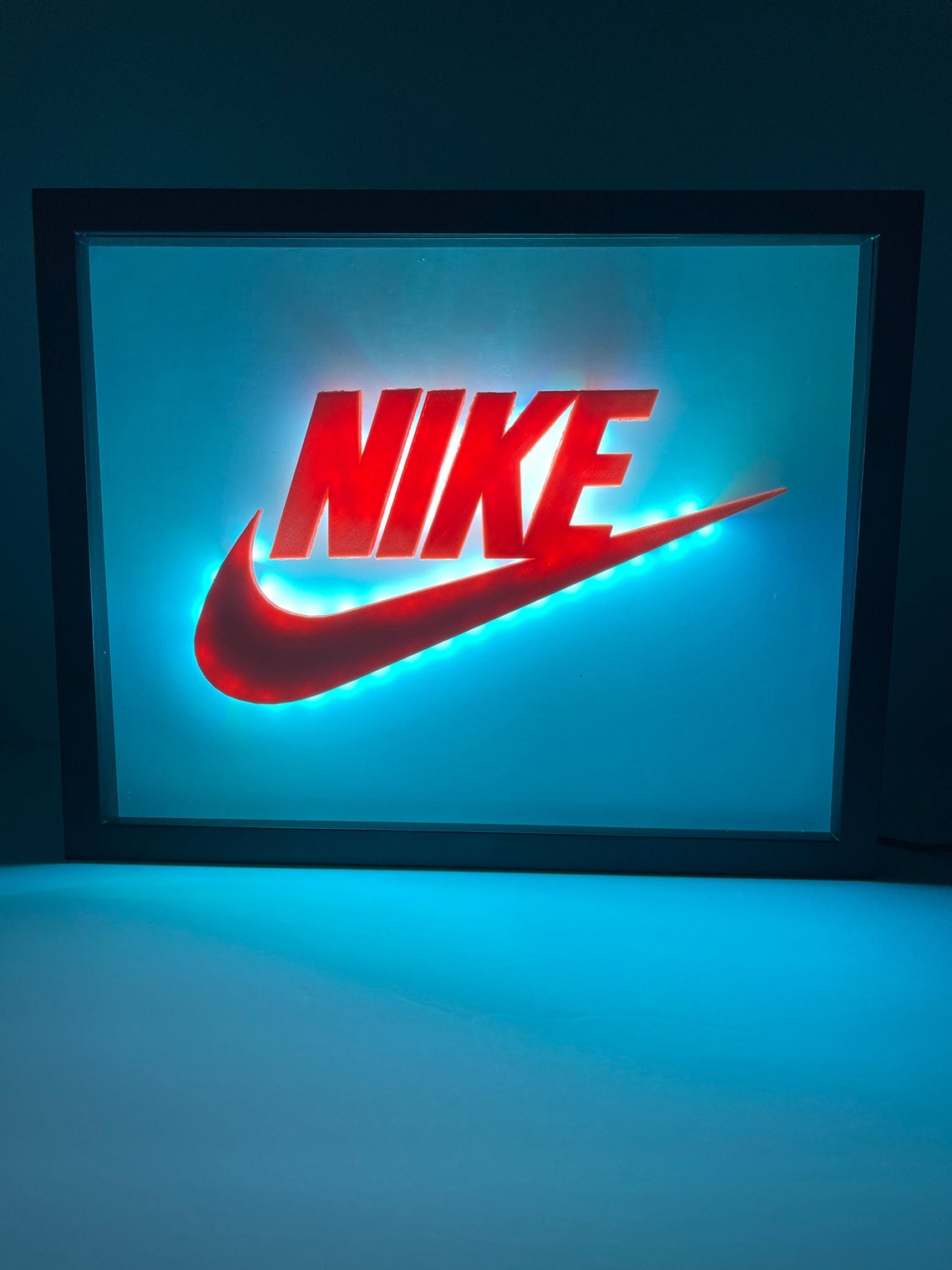 Led Nike Logo Cadre en verre Swoosh Air Art Night Light | Etsy