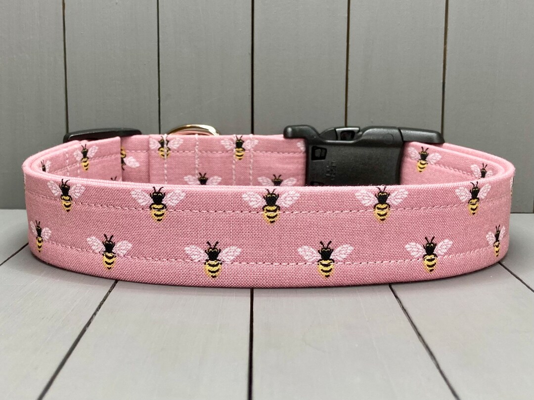Honeybee Dog Collar, Handmade, Fabric Covered Nylon Webbing Core ...