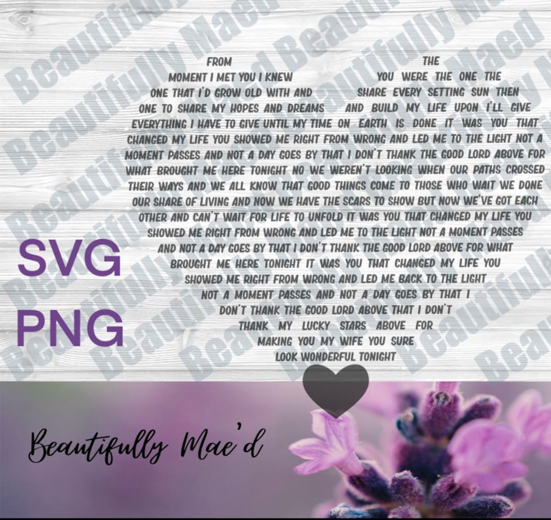 You Lyric Heart SVG PNG Song Digital Download - Etsy