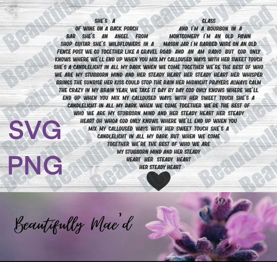 Steady Heart Lyric Heart SVG - Etsy