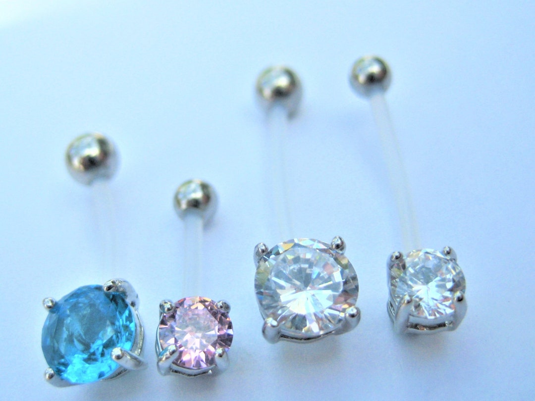 Crystal Belly Bar: Bioflex or Surgical Steel Navel Ring - Etsy