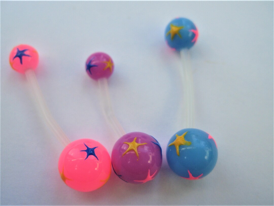 Star Splatter Bioflex Belly Bar Soft and Comfy 6mm to Pregnancy Cut to ...