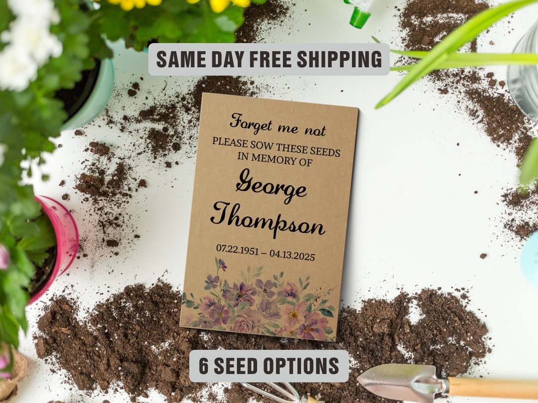 50 Forget Me Not Seed Packet Favor for Funeral Service, Personalized ...