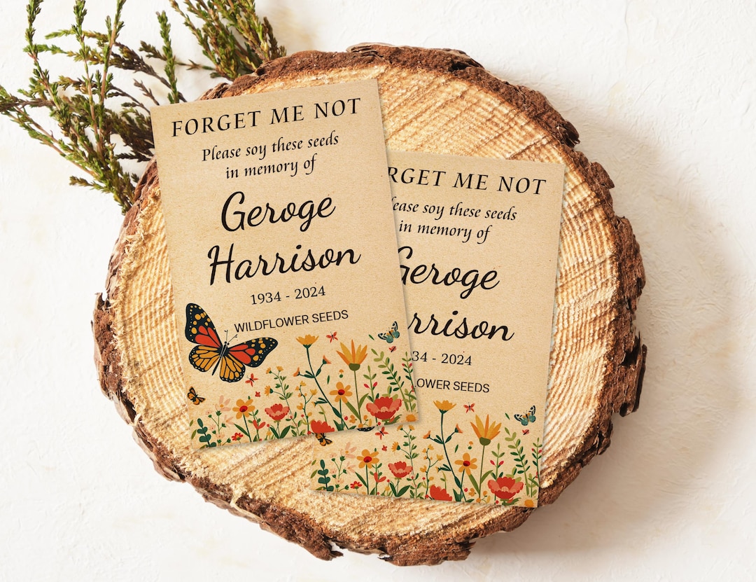 Custom Memorial Seed Packets, Butterfly Memorial Seeds Favors, Funeral ...
