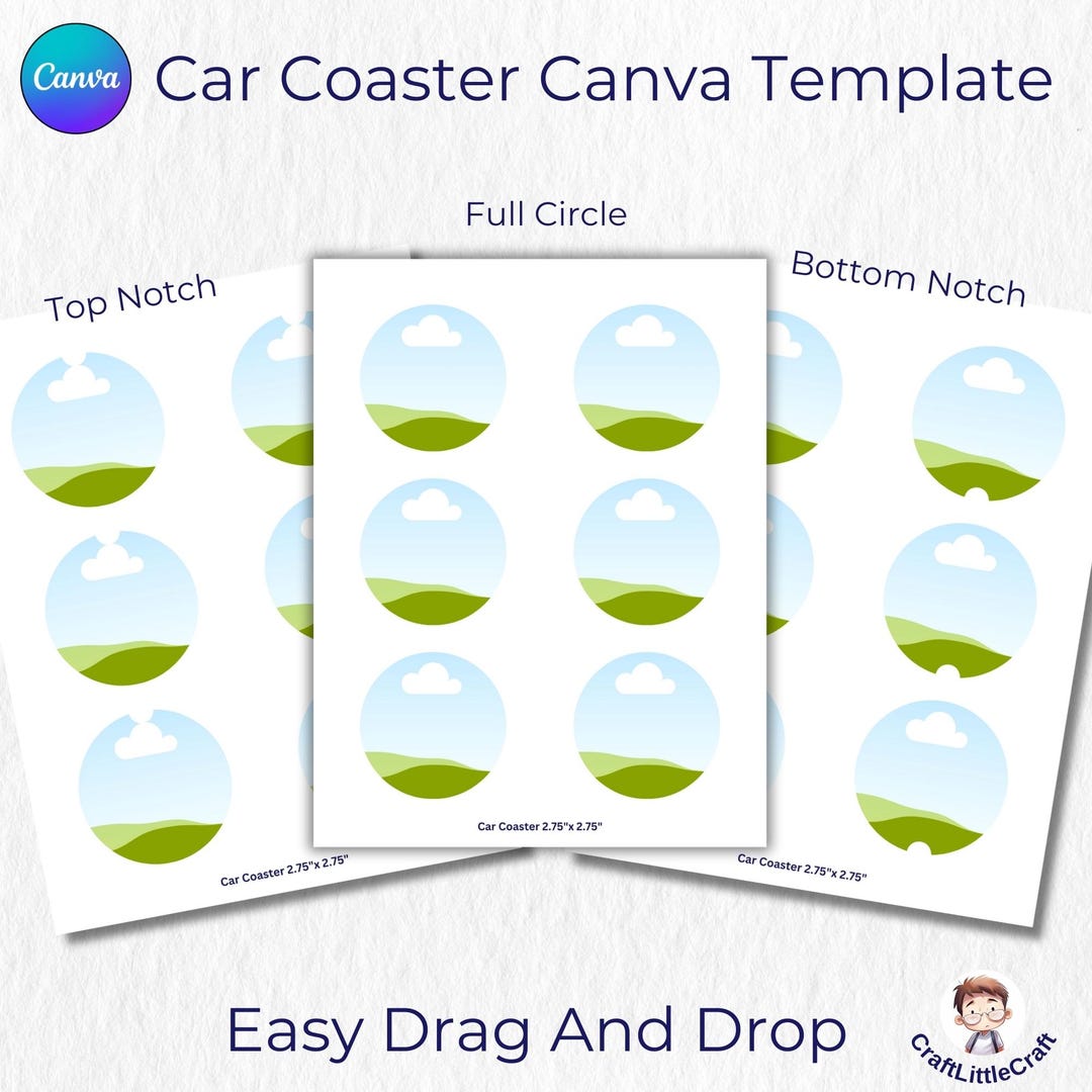 Car Coaster Canva Template Bundle,coaster Notched & Full Circle ...