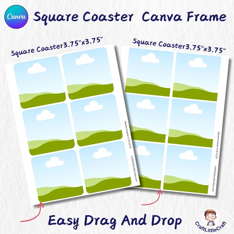 Square Coaster Canva Template: 4"x4" & 3.75"x3.75" (digital Download ...