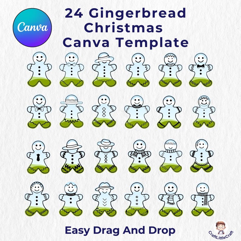 Gingerbread Christmas Canva Templates, Holiday Card Design (digital ...