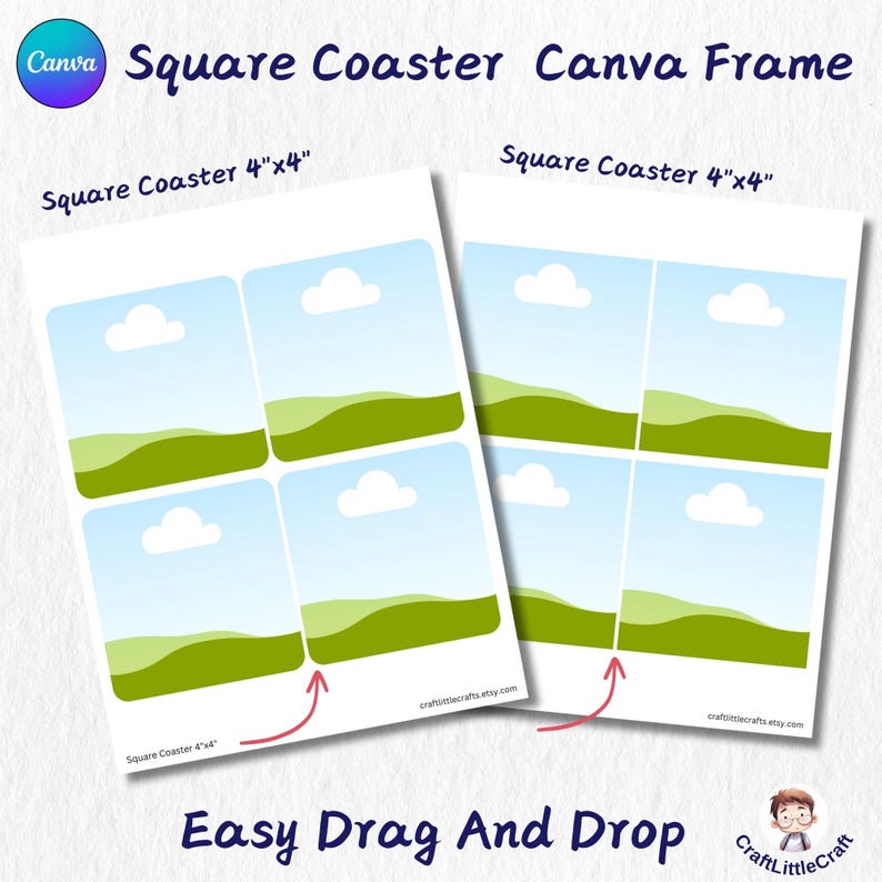Square Coaster Canva Template: 4"x4" & 3.75"x3.75" (digital Download ...