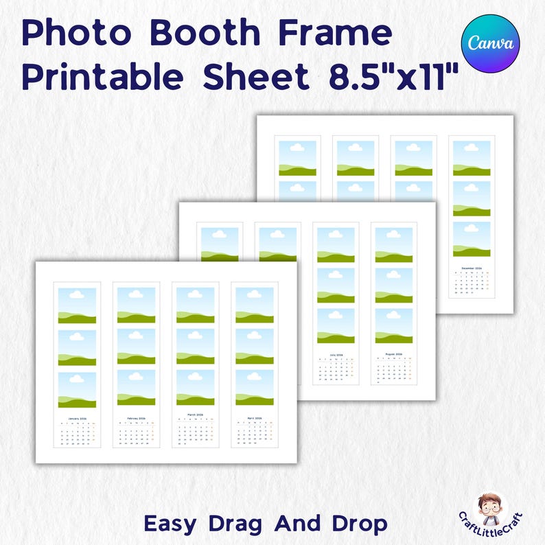 2026 Photo Strip Calendar Template | Canva Printable Gift (2x7) - Etsy