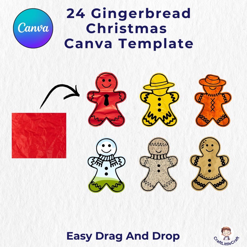 Gingerbread Christmas Canva Templates, Holiday Card Design (digital ...