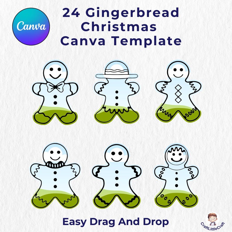Gingerbread Christmas Canva Templates, Holiday Card Design (digital ...