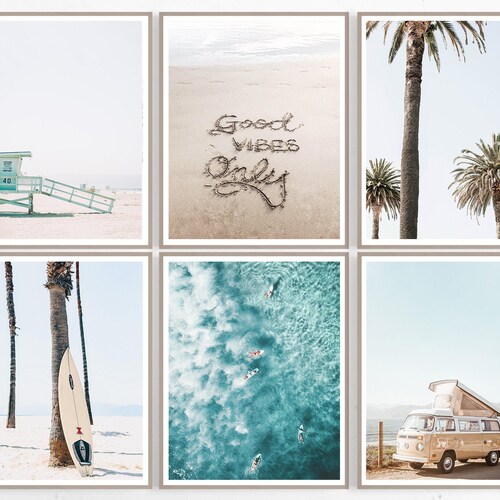 Set of 6 Prints Beach Prints Set Boho Beach Decor Coastal - Etsy