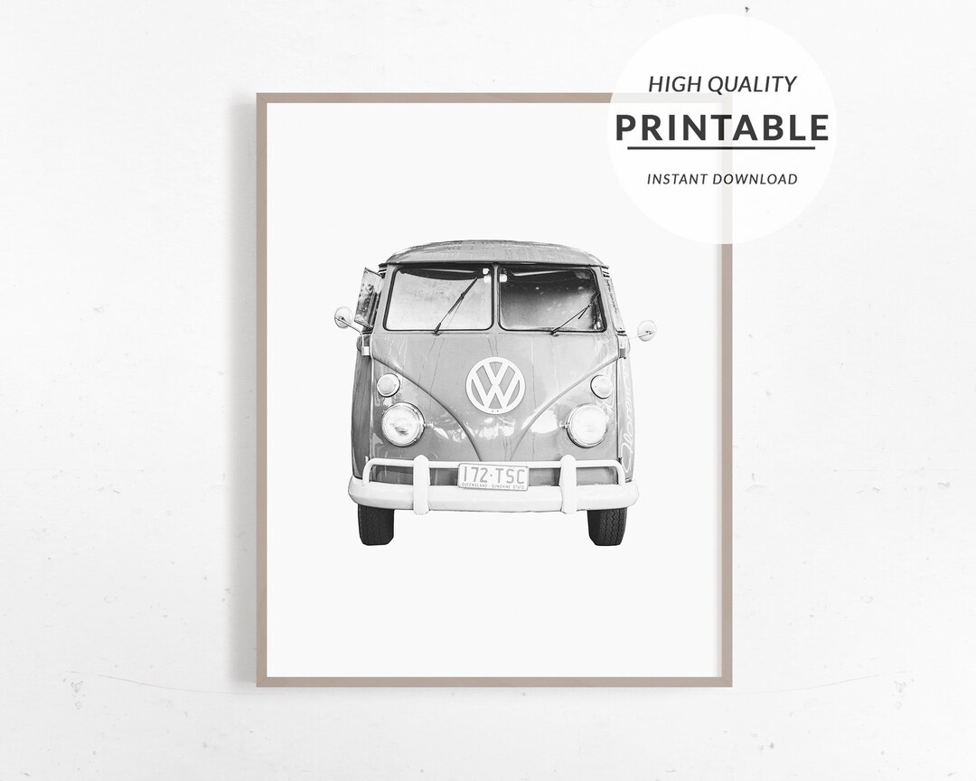 Retro Van Print Art, Black White Van, Combi Van Print, Minimalist Print ...