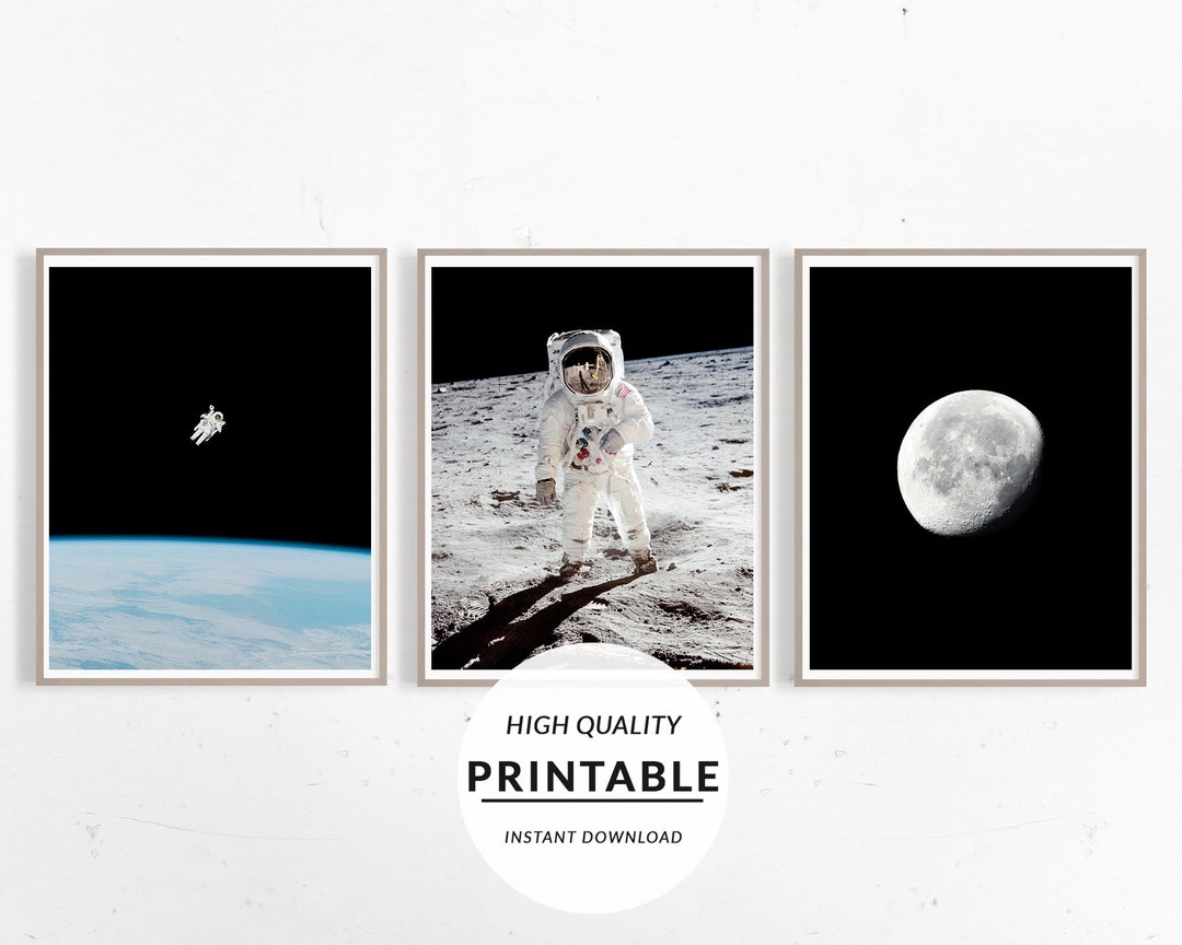 Space Set of Prints, 3 Pieces Set Print, Astronaut Posters, Space ...