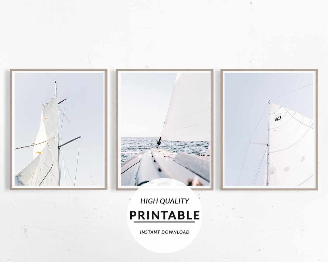 Set of 3 Boat Print, 3 Pieces Print, Set of Yacht Print, Sailboat ...