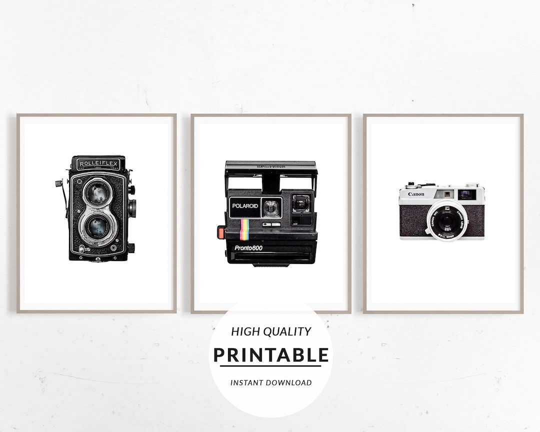 Set of 3 Prints, Vintage Camera Print, Polaroid Poster, Printable ...