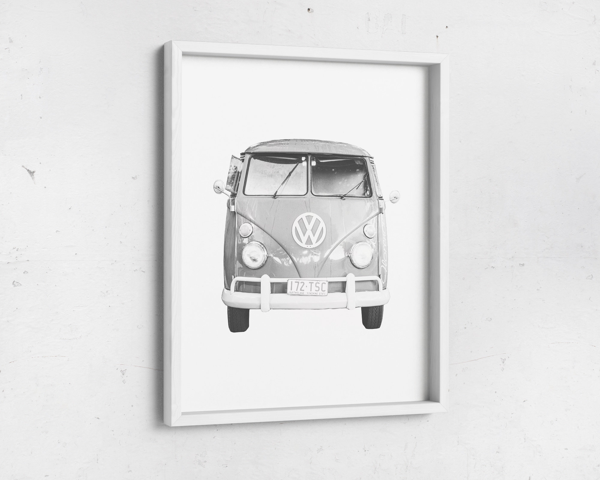 Retro Van Print Art Black White Van Combi Van Print | Etsy