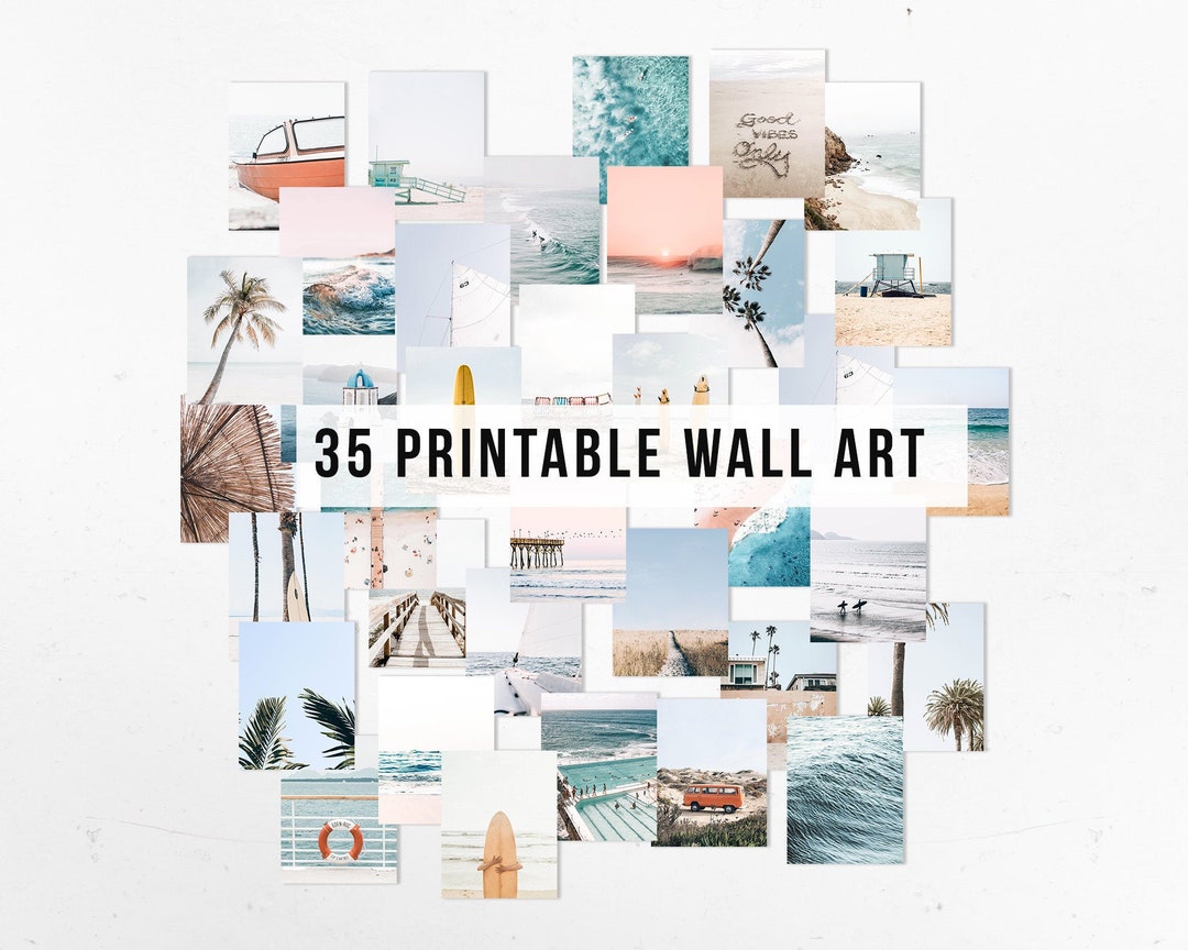 Set of 35 Prints, Beach Collage Kit, Printable Beach Kit, Beach Decor ...