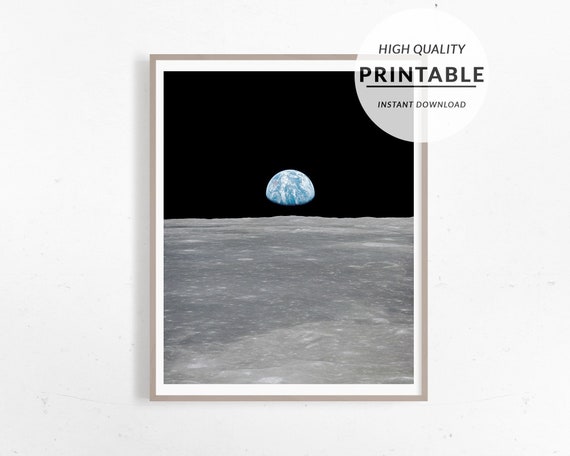 Earth From Moon Poster Moon Photo Moon Apollo Poster | Etsy