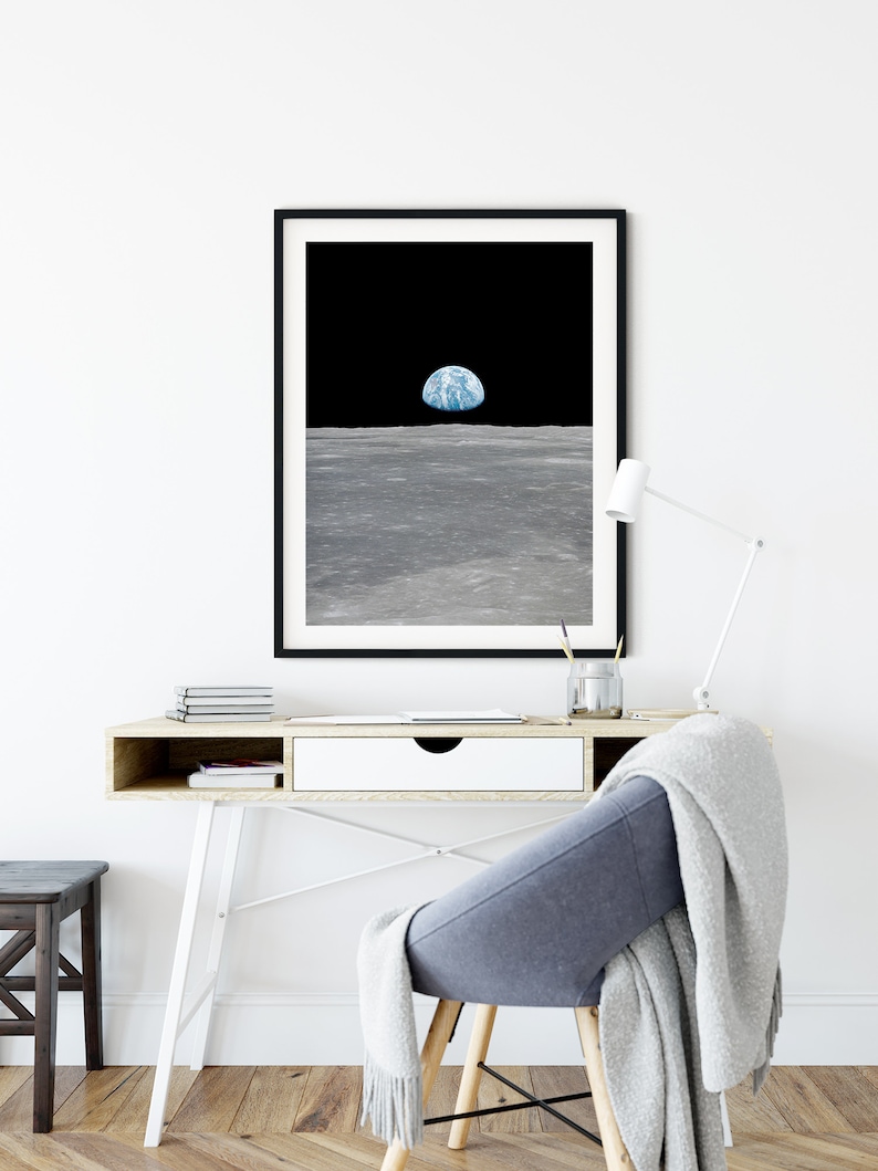 Earth From Moon Poster Moon Photo Moon Apollo Poster | Etsy