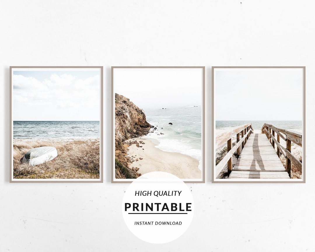 Beach Set of Prints, 3 Pieces Set Print, Coast Wall Prints, Coastal Set ...