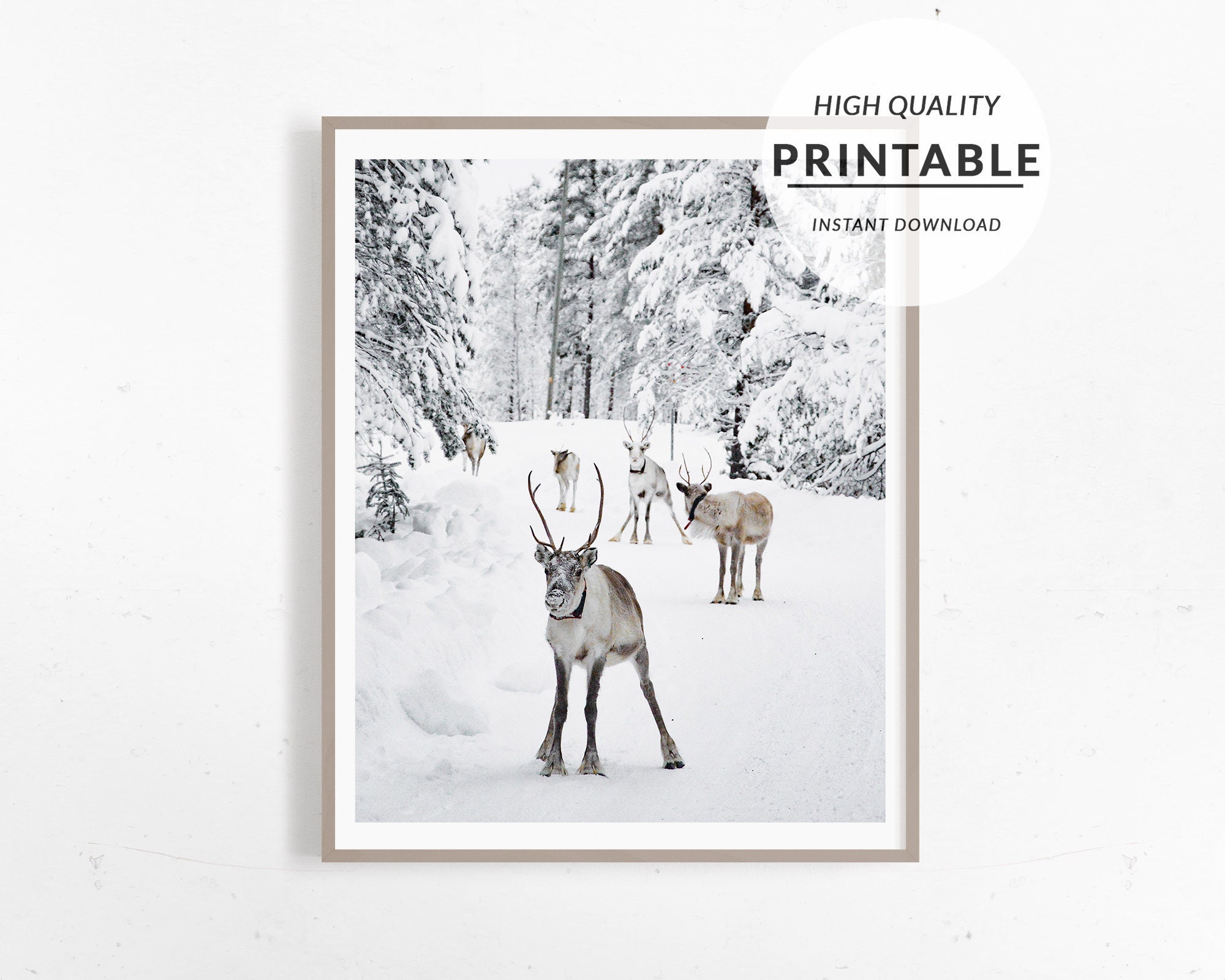Moose Print Snow Print Farmhouse Print Christmas Decor Rustic Christmas ...
