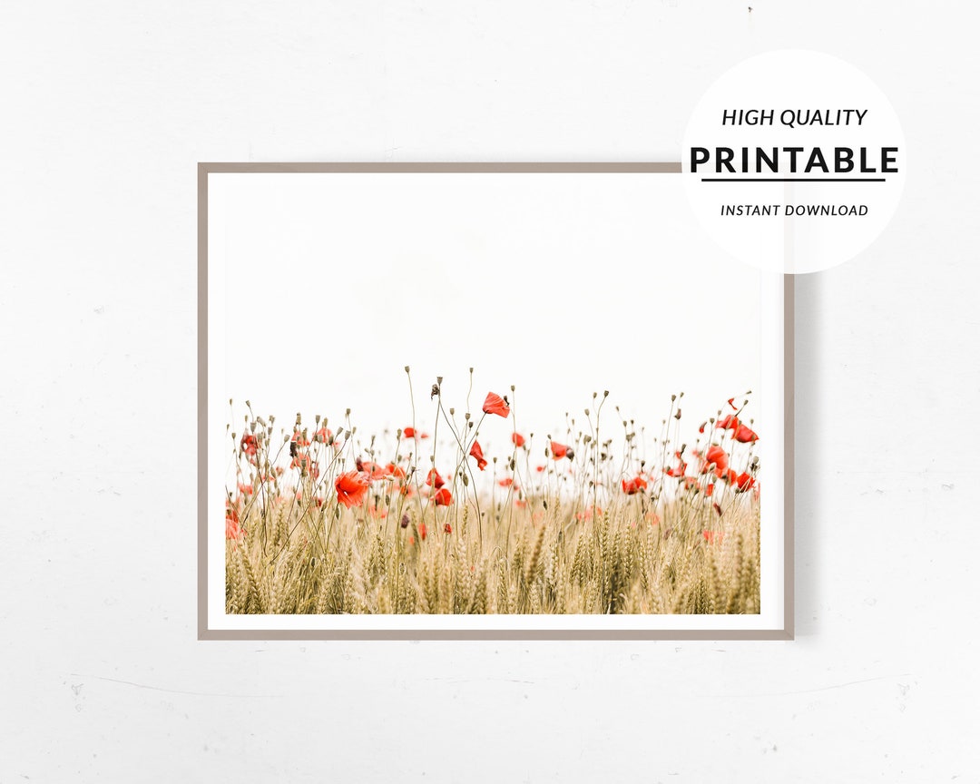 Poppies Print, Poppies Field Print, Printable Poppies, Landscape Print ...