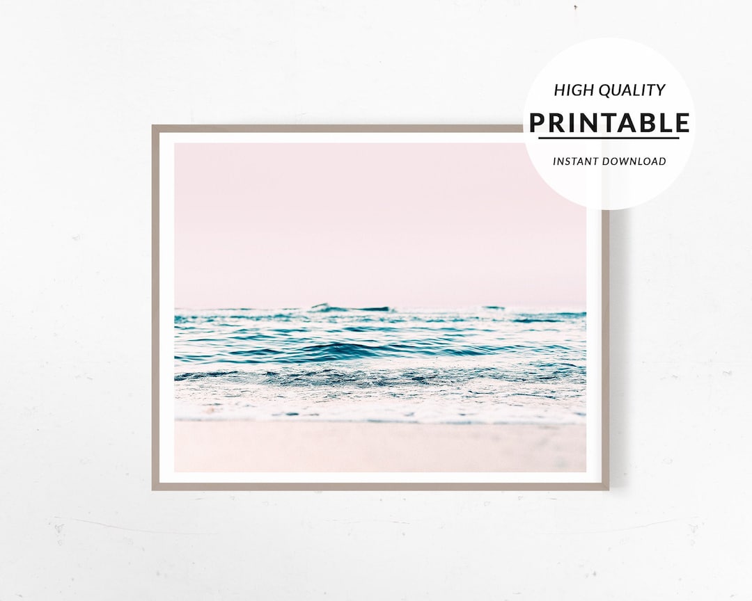 Pastel Pink Print, Ocean Pink Print, Coastal Boho Art, Blush Pastel ...