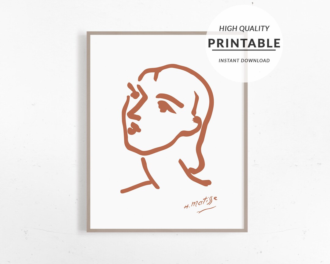 Burnt Orange, Line Drawing, Woman Figure Art, Matisse Art Print, Sketch ...