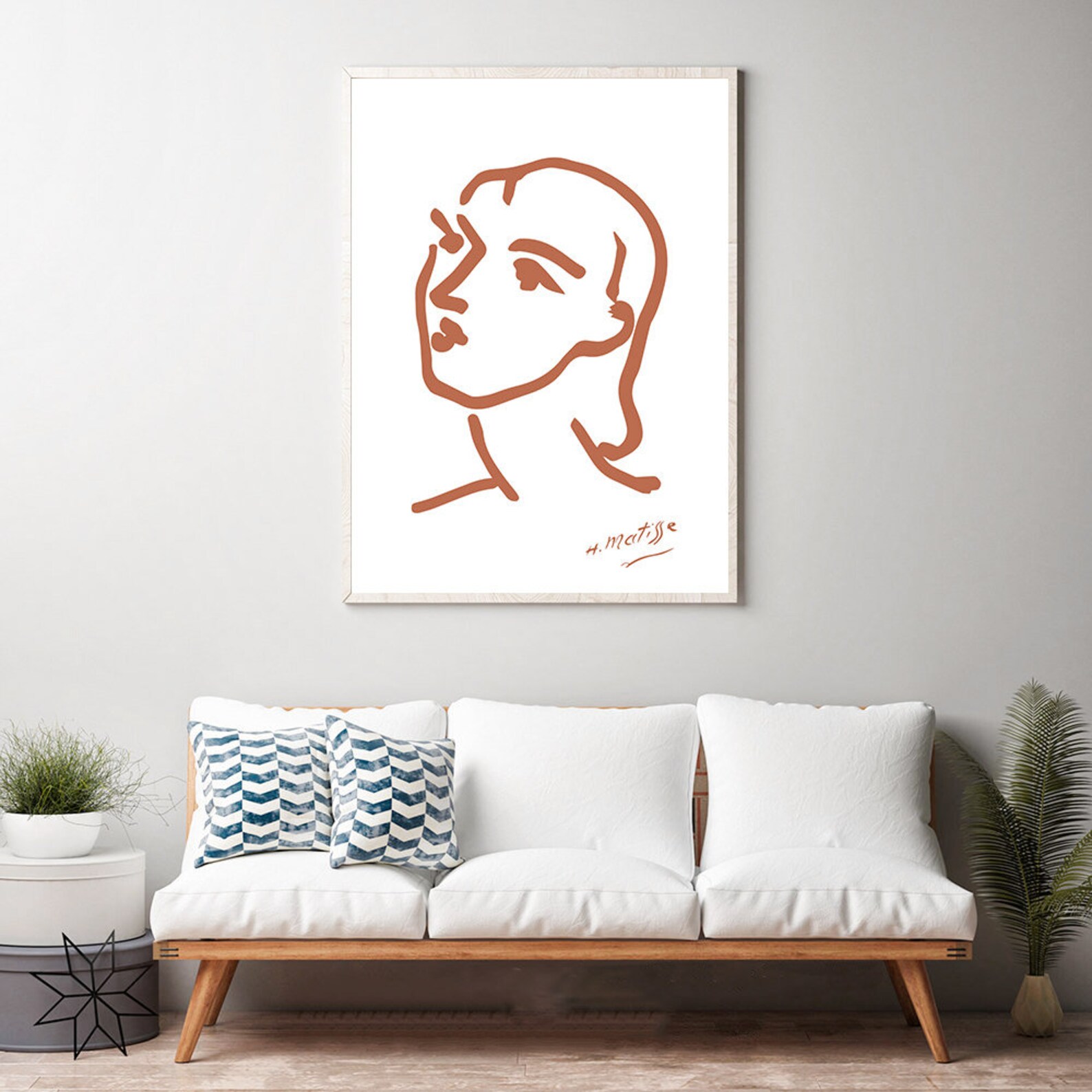 Burnt Orange Line Drawing Woman Figure Art Matisse Art | Etsy