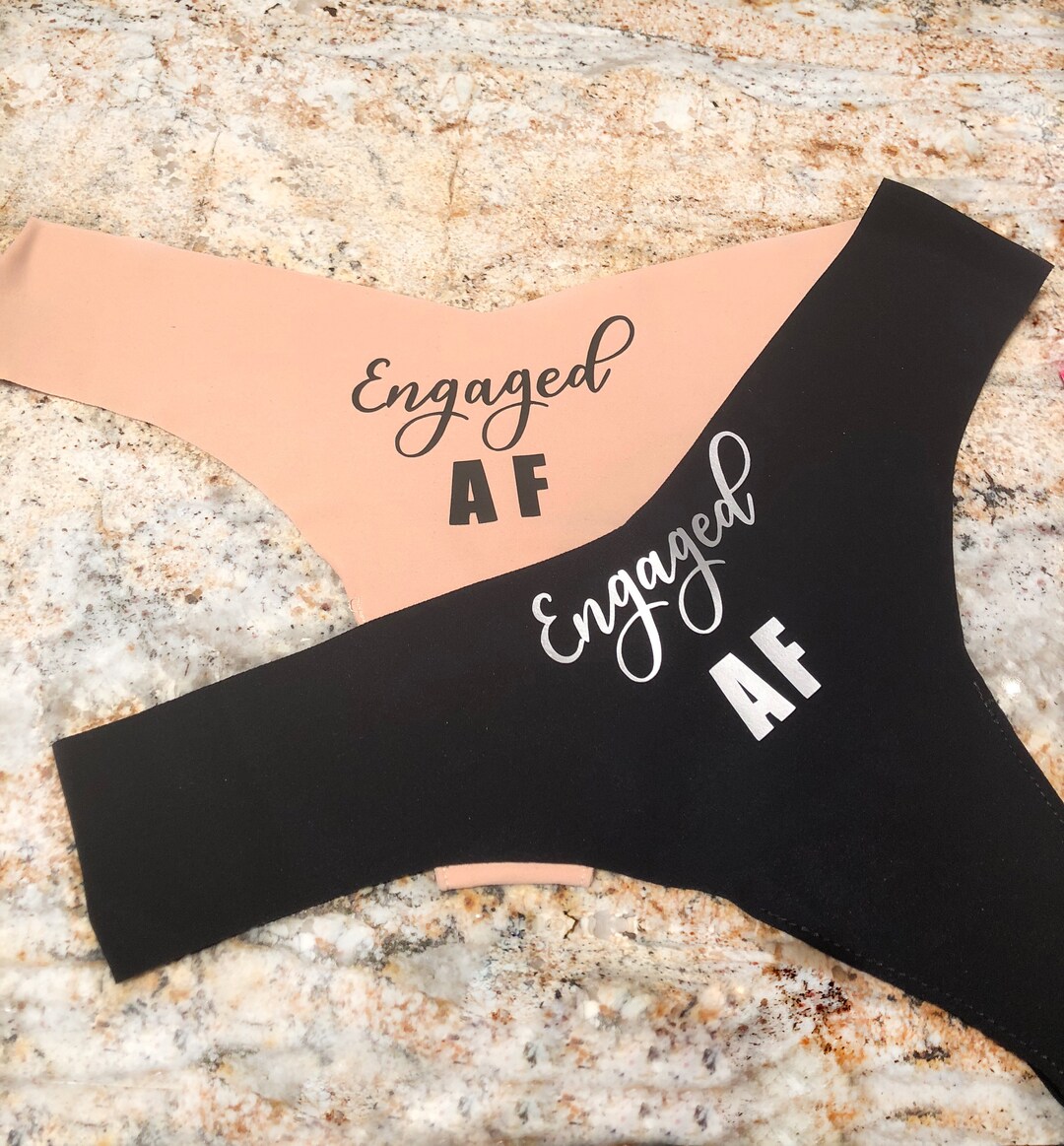 Bridal Thong Commando Engaged AF Bridal Shower Gift Bride Panty Wedding ...