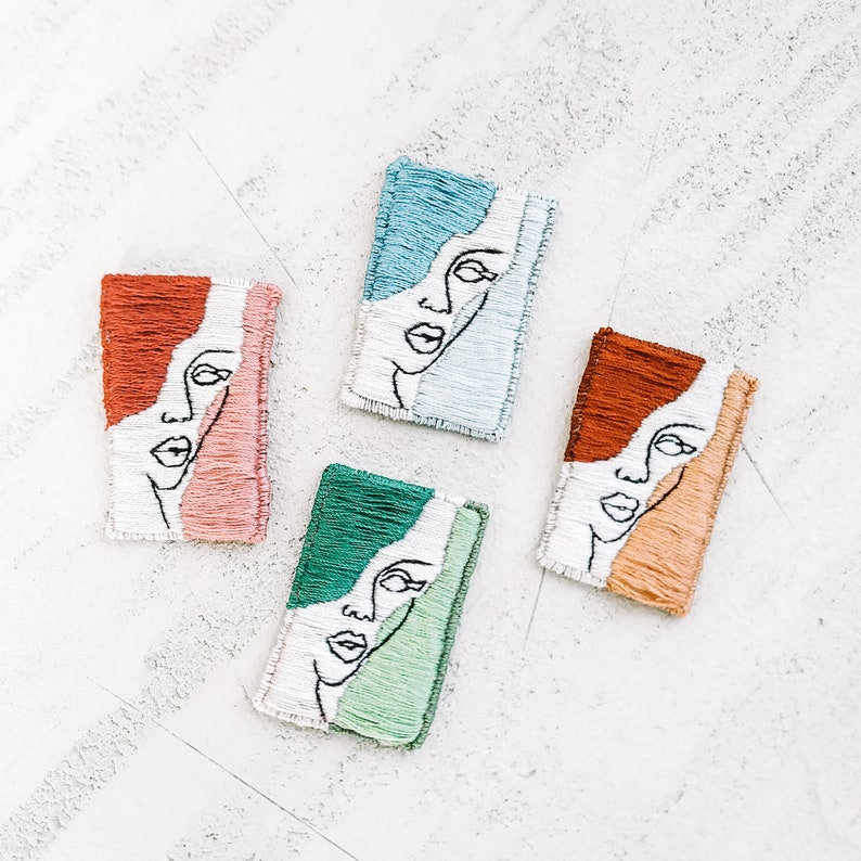 Faceless Female Portrait Embroidered Brooch Feminist - Etsy