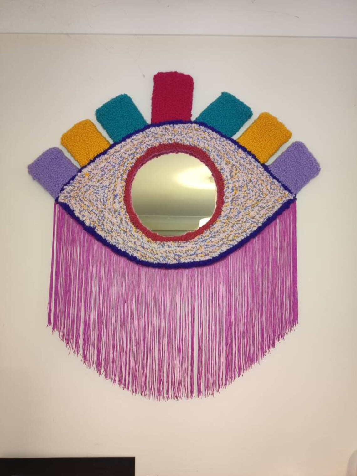 Eye Mirror, Tufted Mirror, Mirror Frame, Handmade Mirror, Wall Hanging ...
