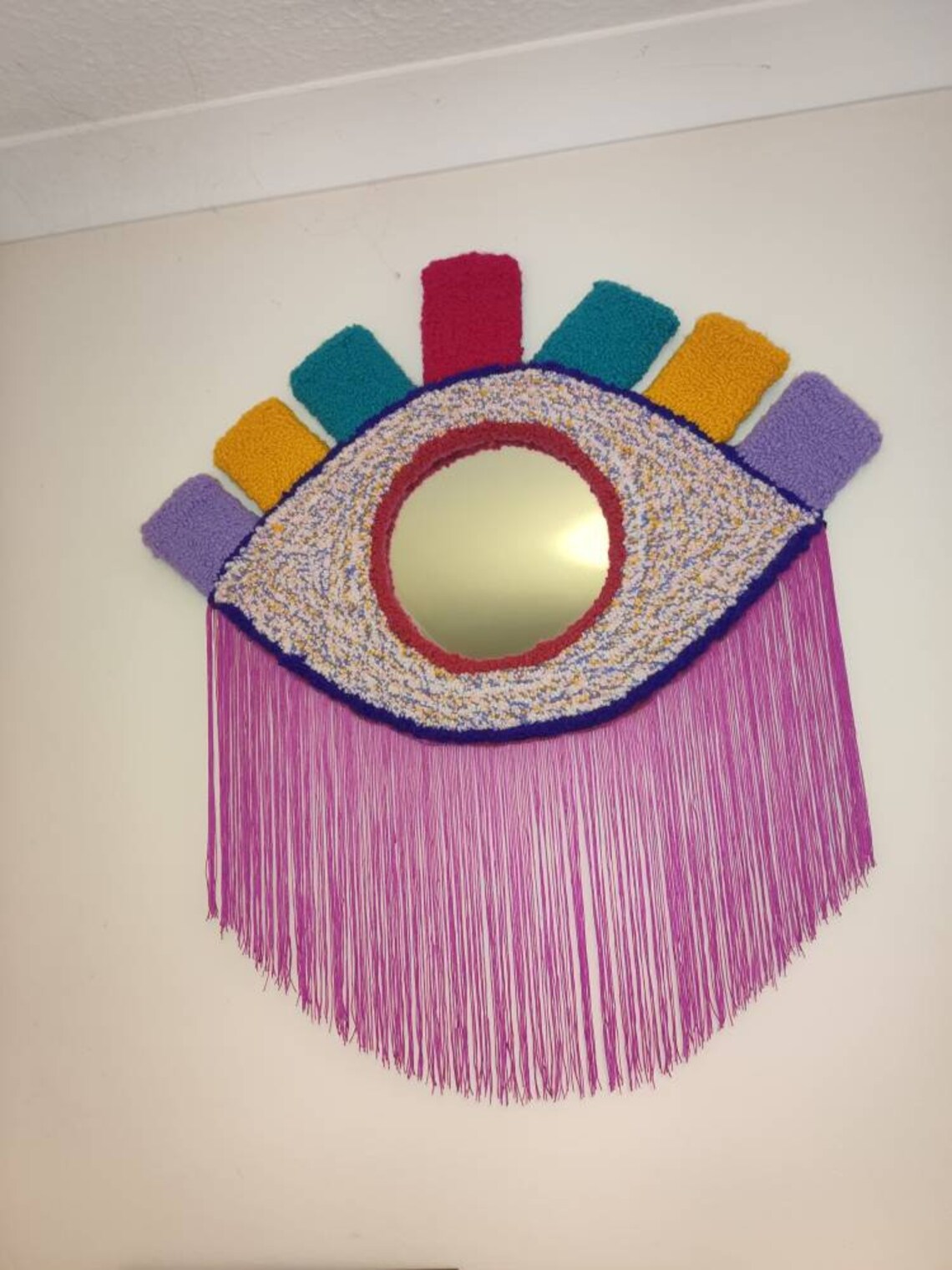 Eye Mirror, Tufted Mirror, Mirror Frame, Handmade Mirror, Wall Hanging ...