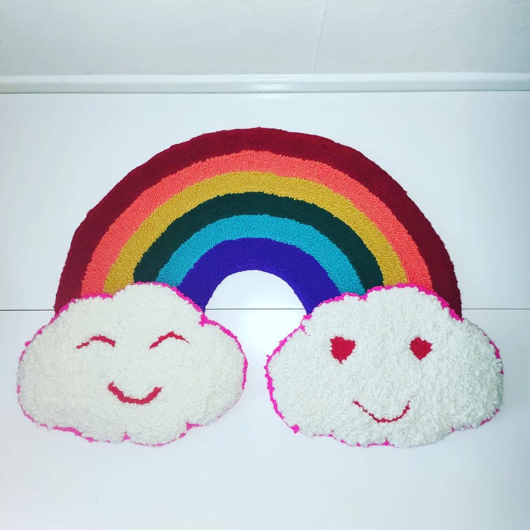 Tufted Wall Hanging, Tufted Rainbow Decor, Rainbow Wall Art, Playroom ...