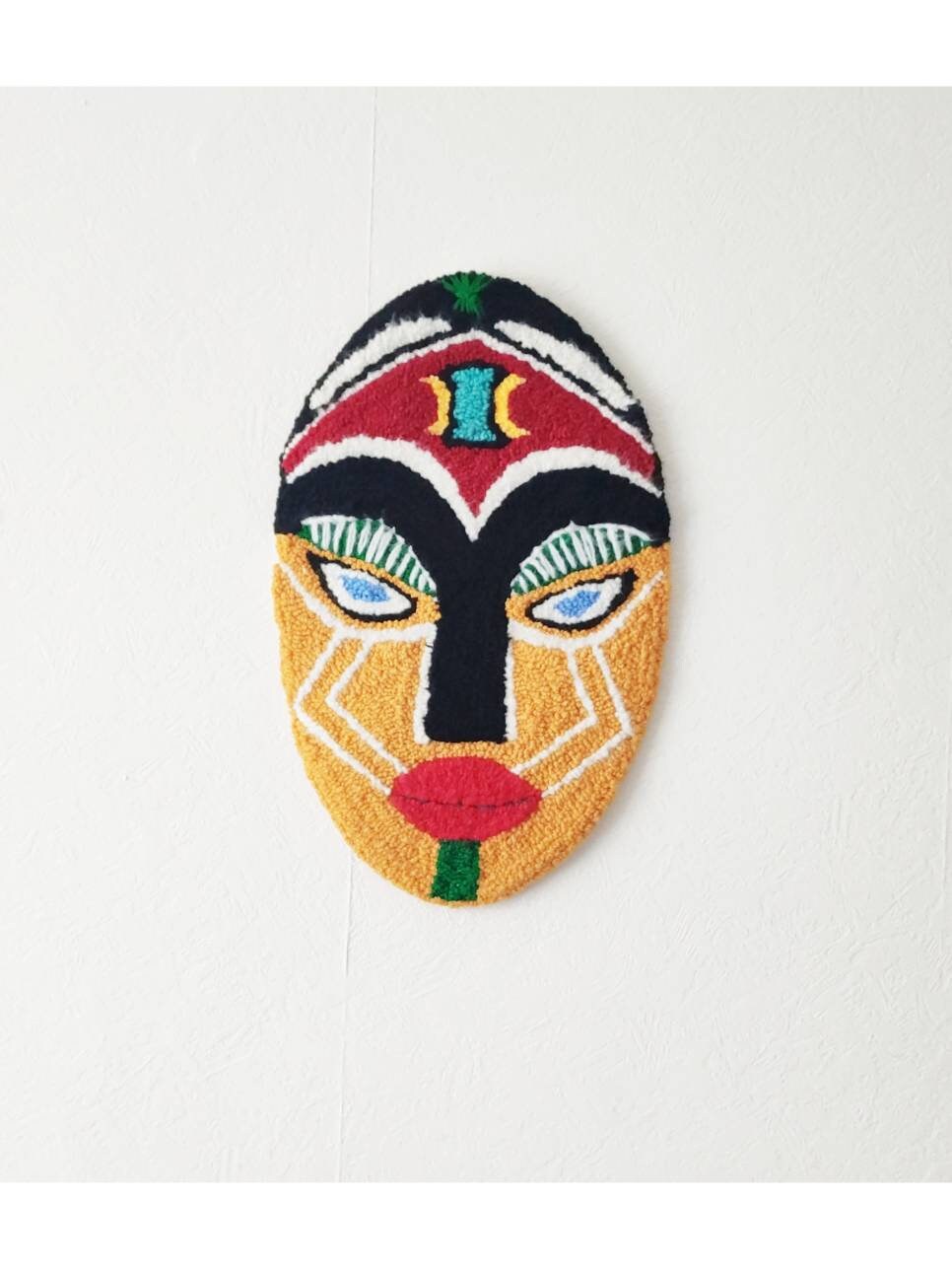 Punch Needle Mask, Tufted Mask, Handmade Mask, Wall Hanging - Etsy