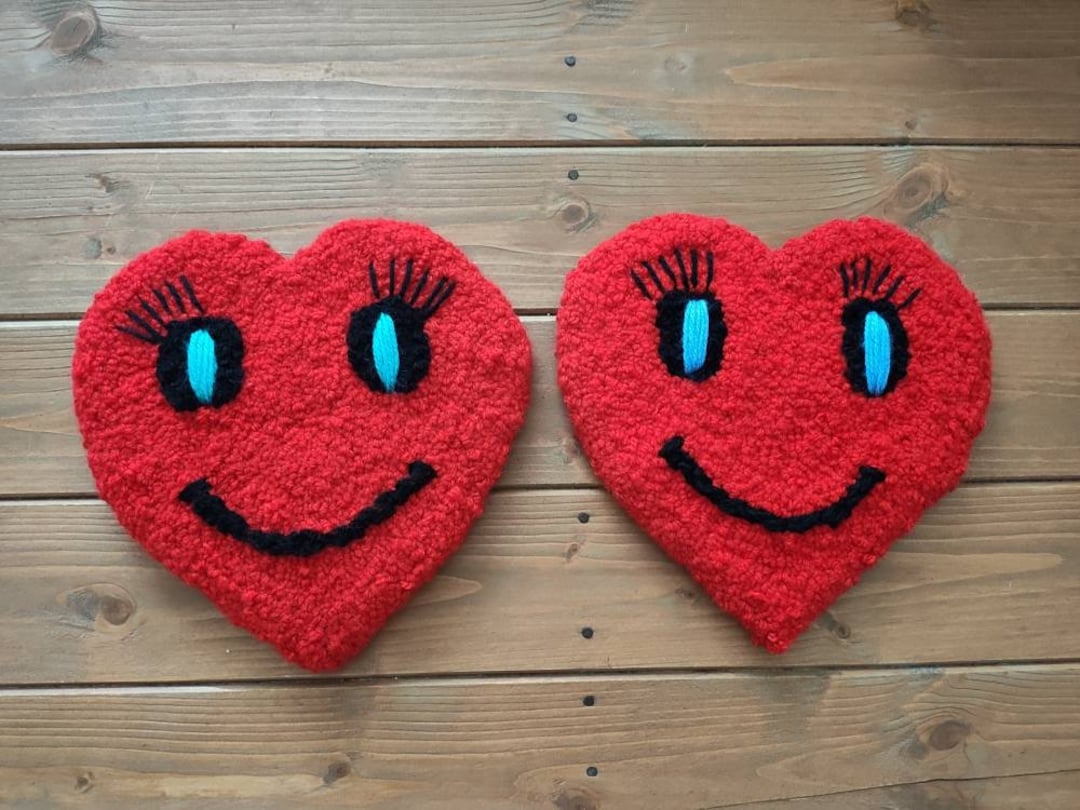 Tufted Hearts, Wall Hanging, Home Decoration,punchneedle Red Hearts - Etsy