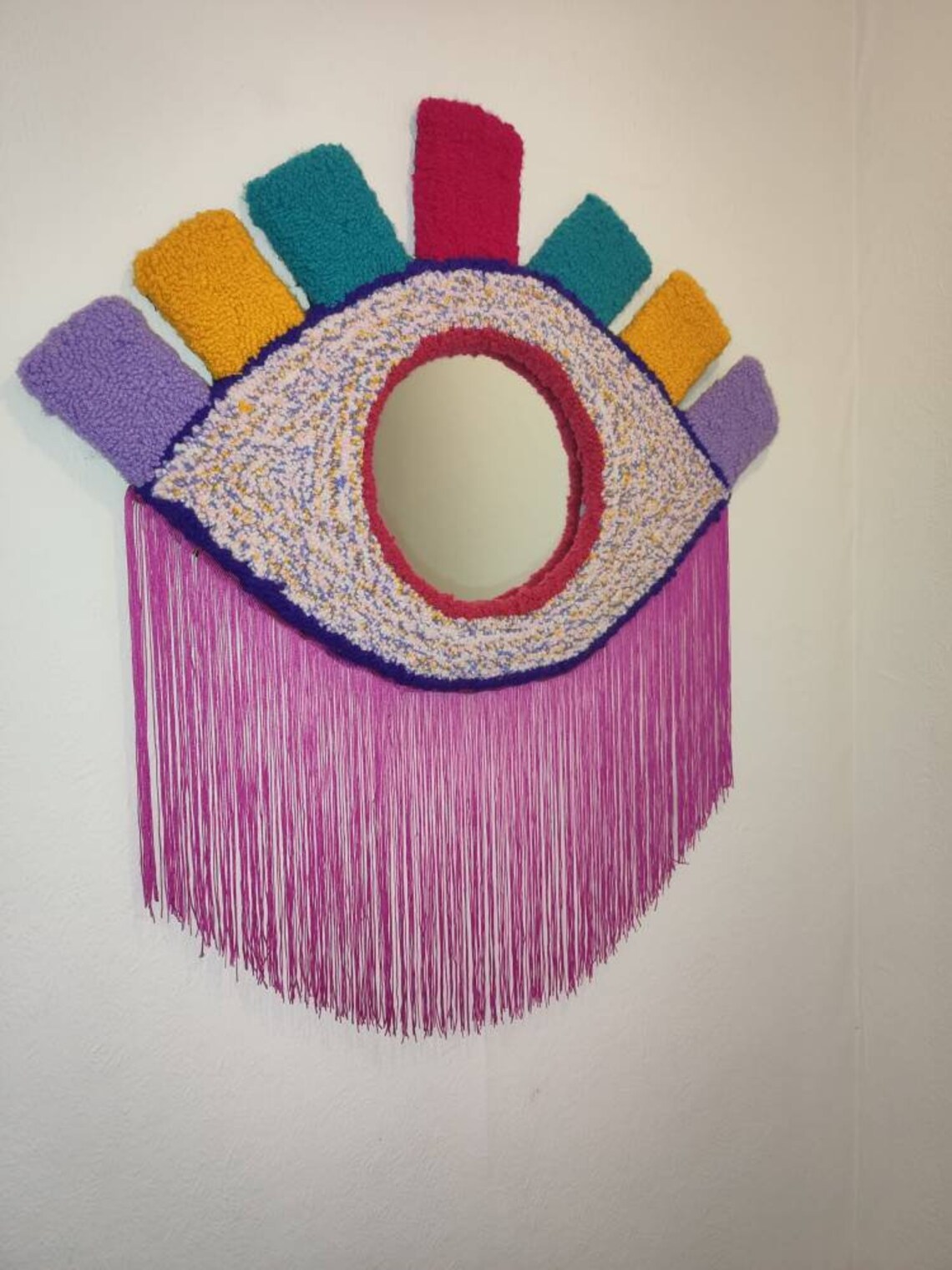 Eye Mirror, Tufted Mirror, Mirror Frame, Handmade Mirror, Wall Hanging ...