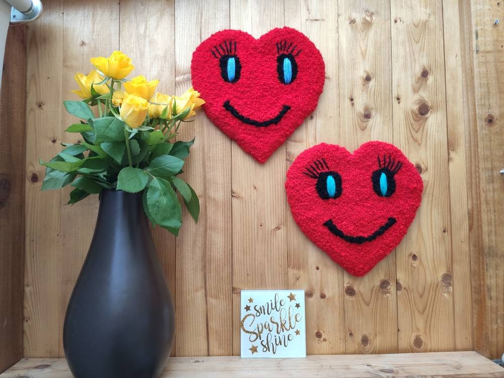 Tufted Hearts, Wall Hanging, Home Decoration,punchneedle Red Hearts - Etsy