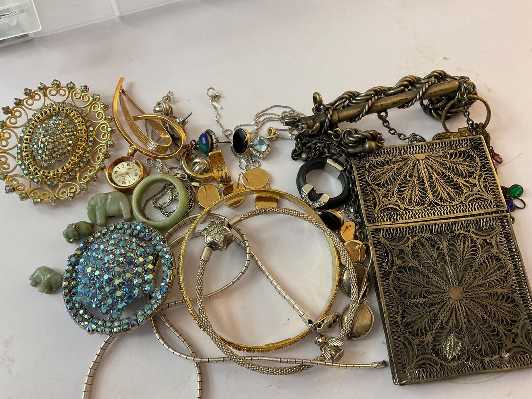 Lot of Vintage Jewelry Sterling Carved Coral Jade Victorian Purse - Etsy
