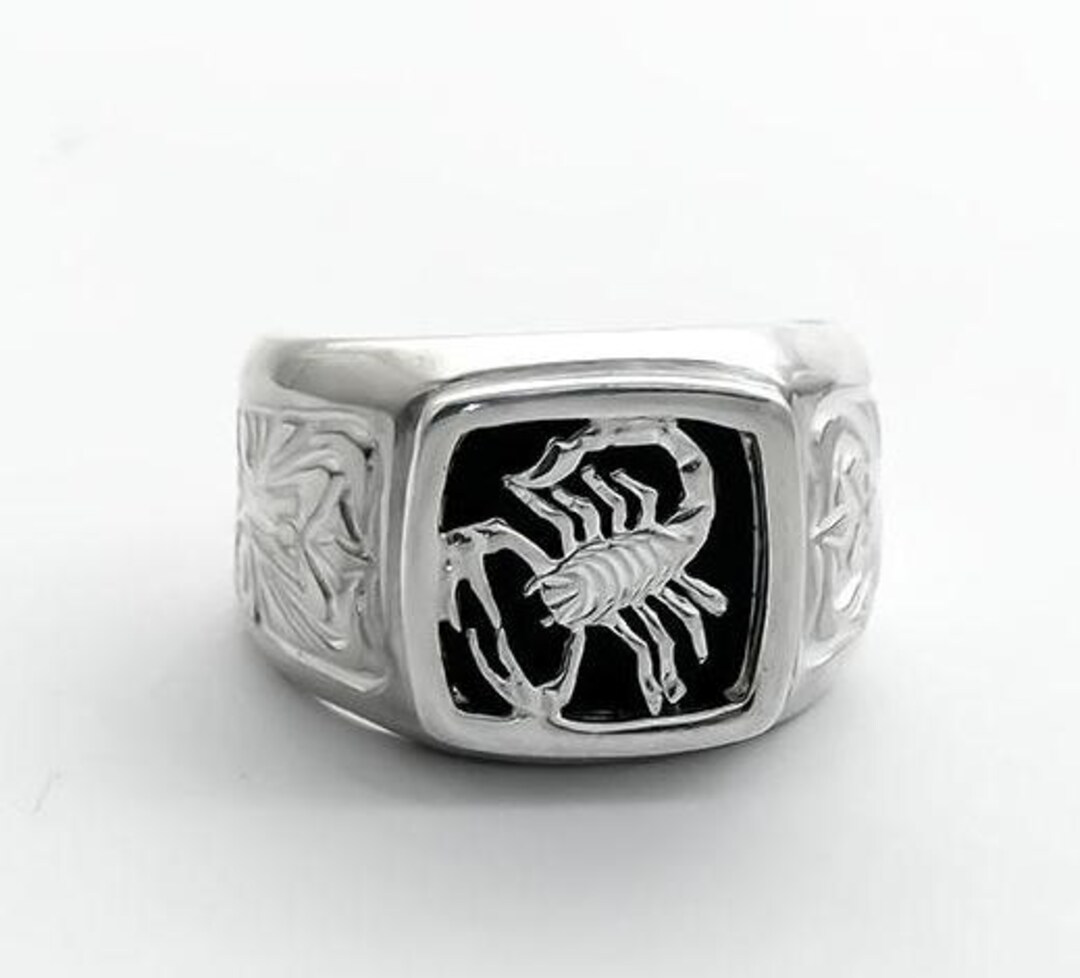 Scorpion Ring, Scorpion Signet Ring, Scorpio Zodiac Mens Signet Ring ...