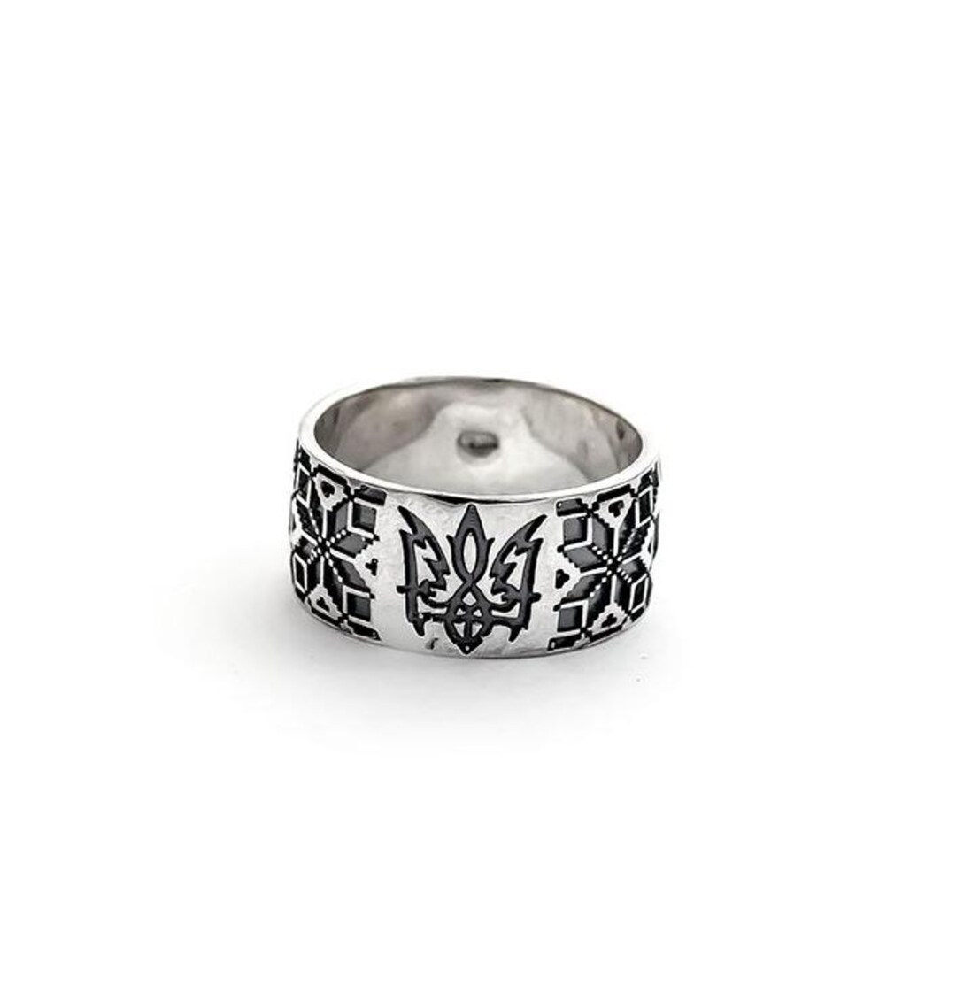 Vyshyvanka Ring With the Coat of Arms of Ukraine Made of Silver ...