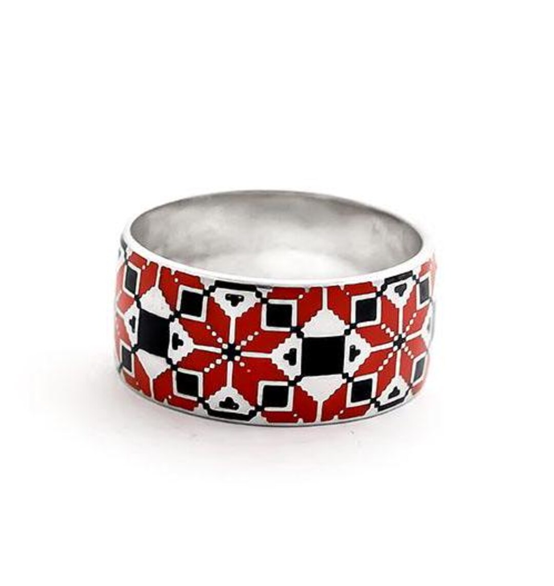 Silver Vyshyvanka Ring, Vishivanka Ring, Ukrainian Ring With Ornament ...